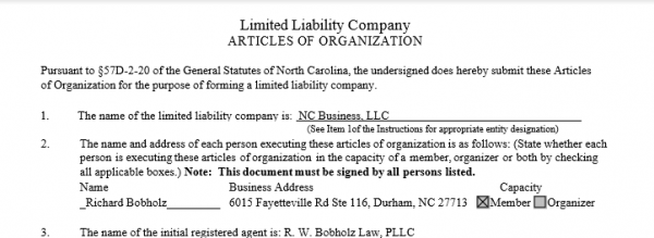 North Carolina Llc Articles Of Organization Nc Business Blog